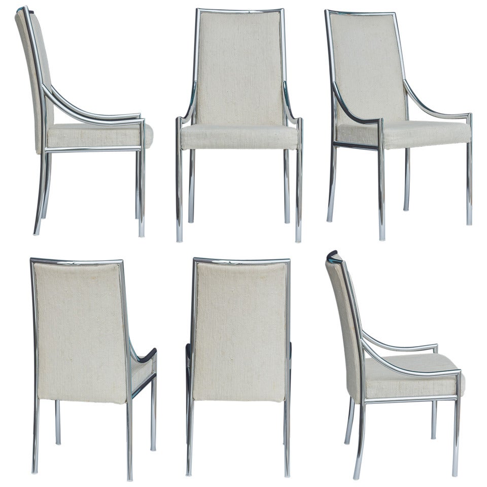 Set of Metal Frame Dining Chairs at 1stDibs
