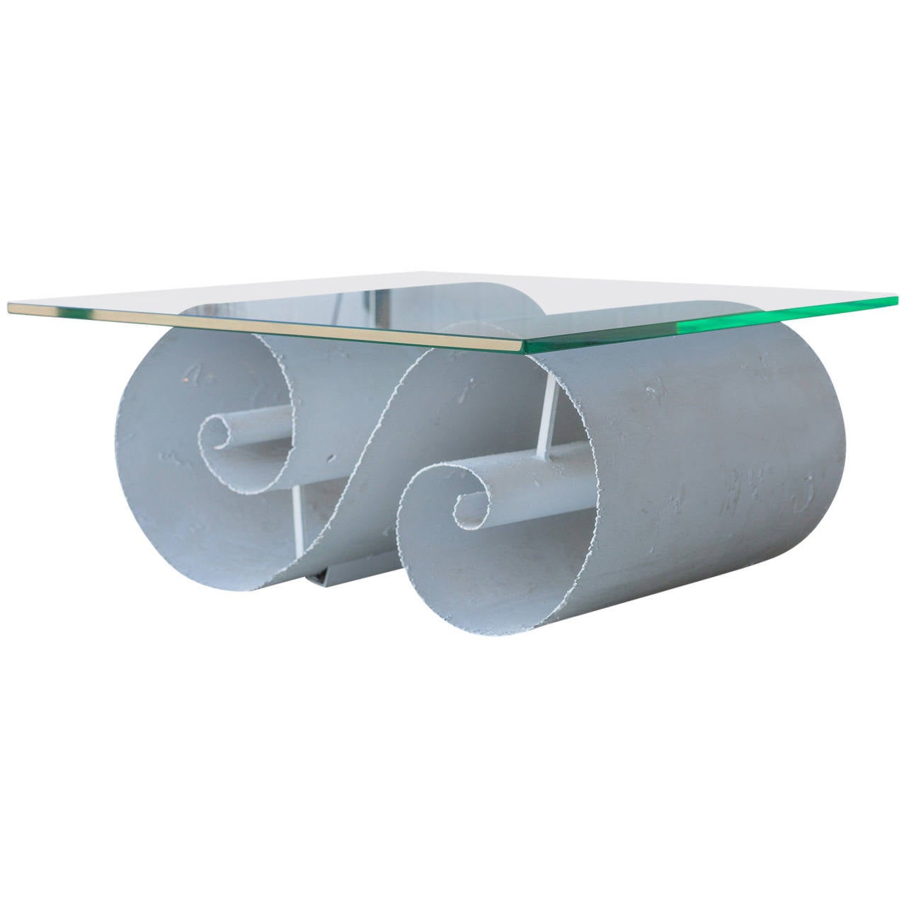 Metal Scroll and Glass Coffee Table at 1stDibs