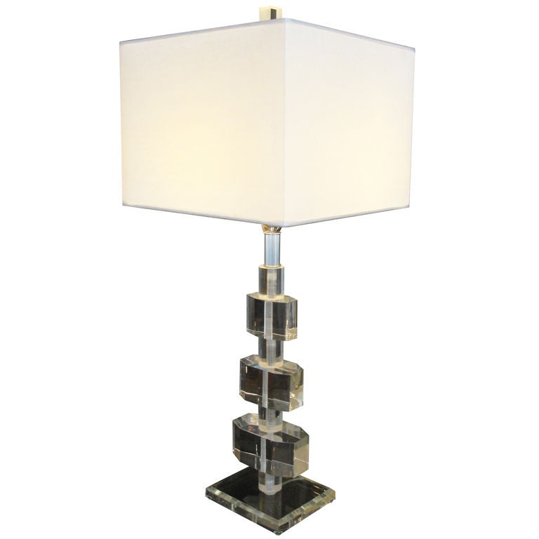 Exceptional Prism Cut Lucite Table Lamp at 1stDibs