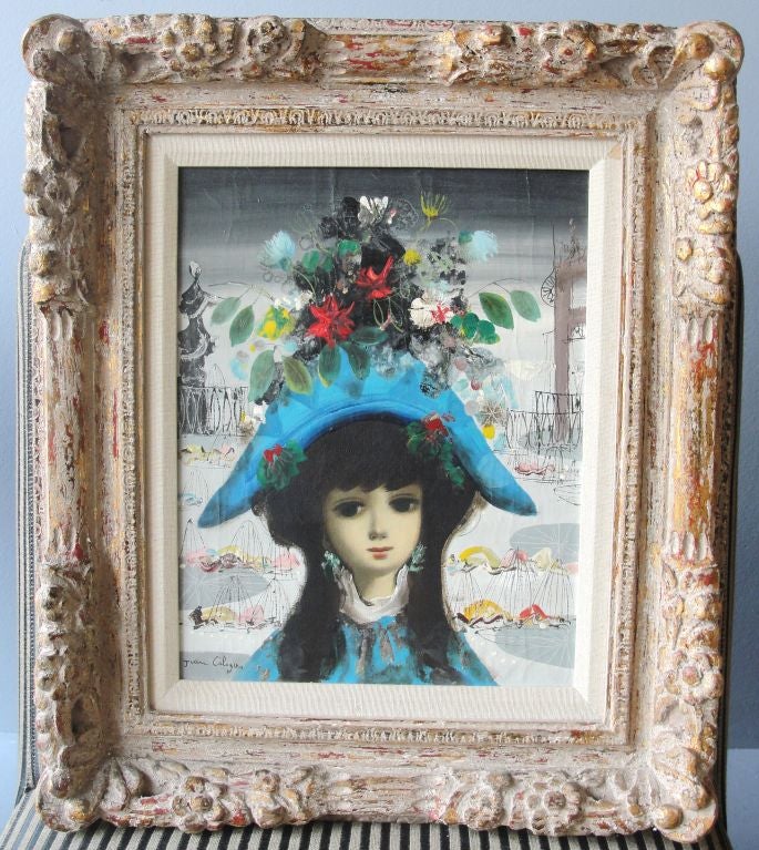Jean Calogero Oil Painting "Arlequine" (signed) For Sale at 1stDibs