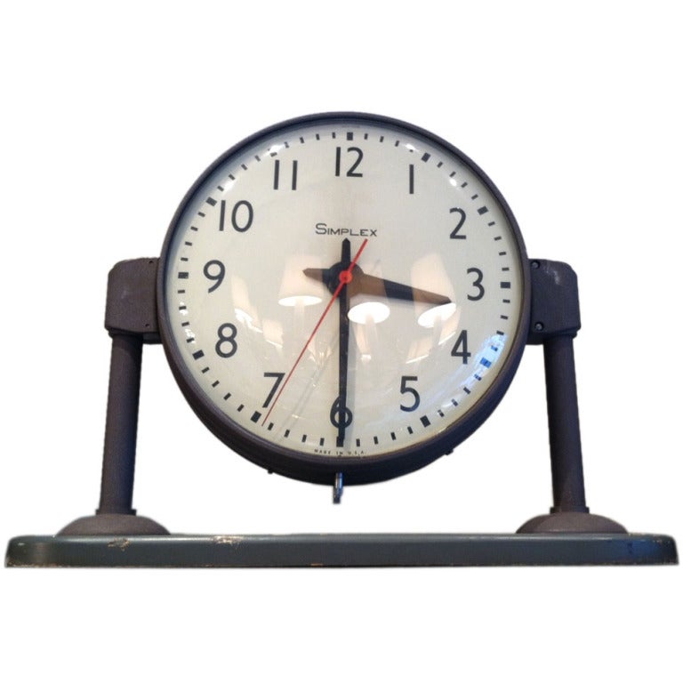 Double Face Simplex Factory Clock For Sale at 1stDibs