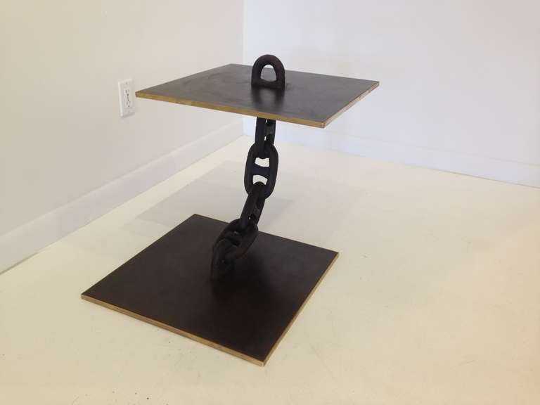 Wonderful Iron and Brass Chain-link Side-table at 1stDibs