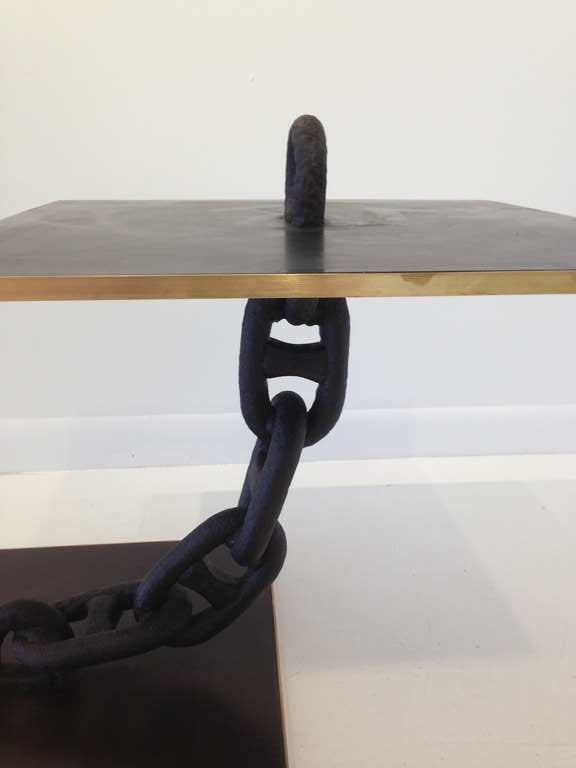 Wonderful Iron and Brass Chain-link Side-table at 1stDibs