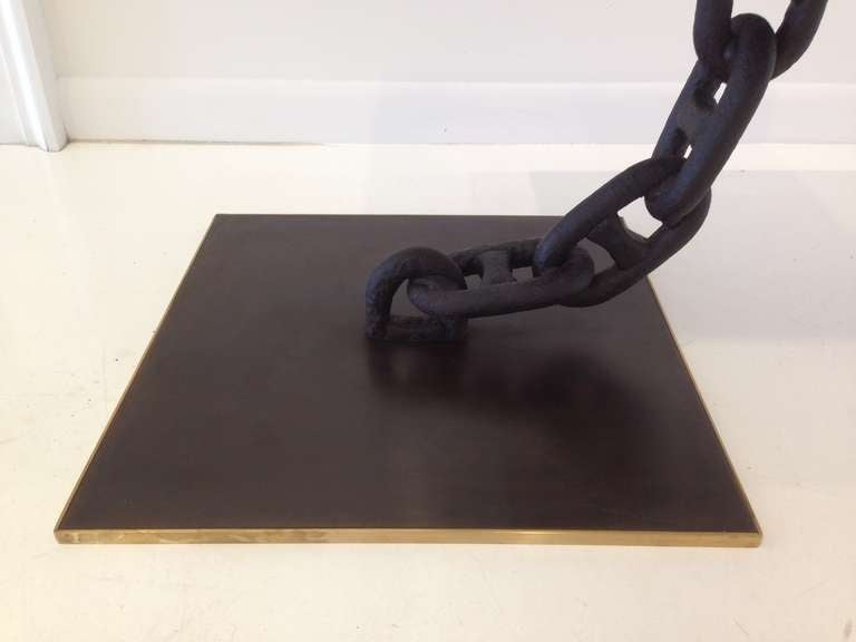 Wonderful Iron and Brass Chain-link Side-table at 1stDibs