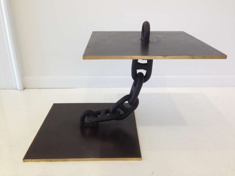 Wonderful Iron and Brass Chain-link Side-table at 1stDibs