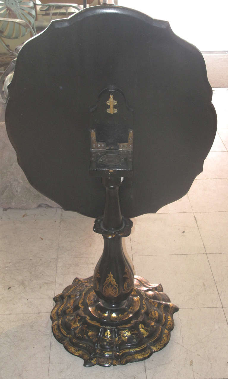 19th Century Tilt-Top Japanned Papier-Mache Table For Sale at 1stDibs