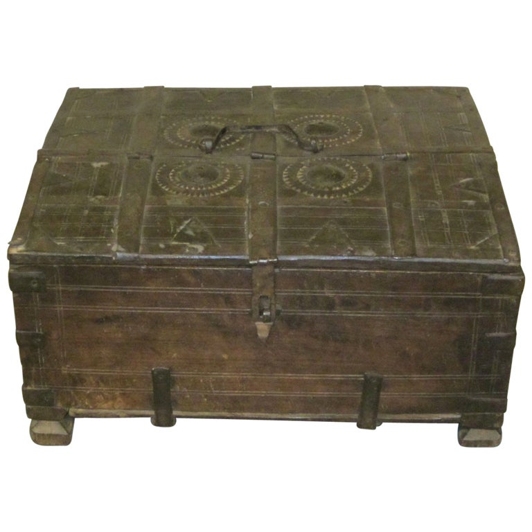 19thc Indian Wood and Metal Box at 1stDibs