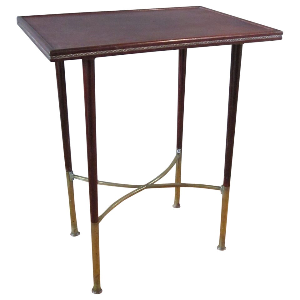 Austrian Leather-Top Side Table, circa 1940s at 1stDibs