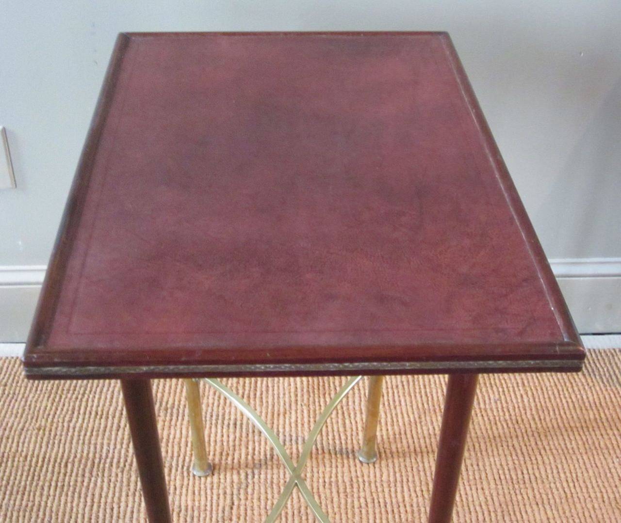 Austrian Leather-Top Side Table, circa 1940s at 1stDibs