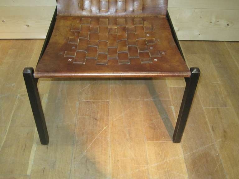 1970's French Pair Braided Leather Chairs at 1stDibs