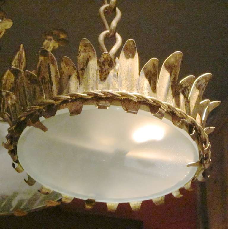 1940's Spanish Gold Guild Medal Crown Chandelier at 1stDibs