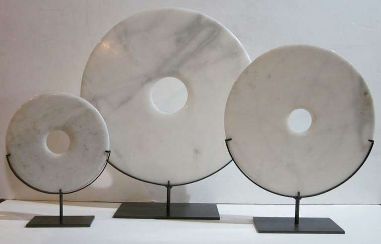 Chinese White Stone Discs at 1stDibs