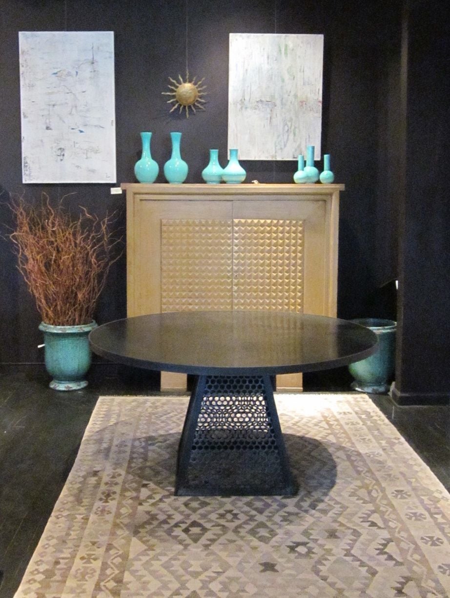 Round Industrial Steel Dining Table, Contemporary at 1stDibs ...