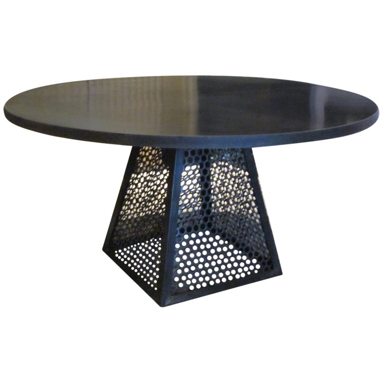 Round Industrial Steel Dining Table, Contemporary at 1stDibs ...