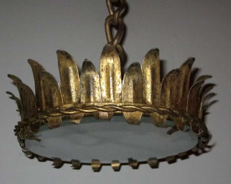 1940's Spanish Gold Guild Medal Crown Chandelier at 1stDibs