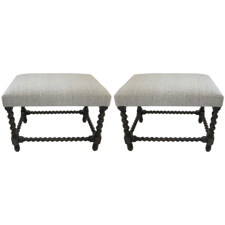 1920's French Spool Leg Foot Stools at 1stDibs
