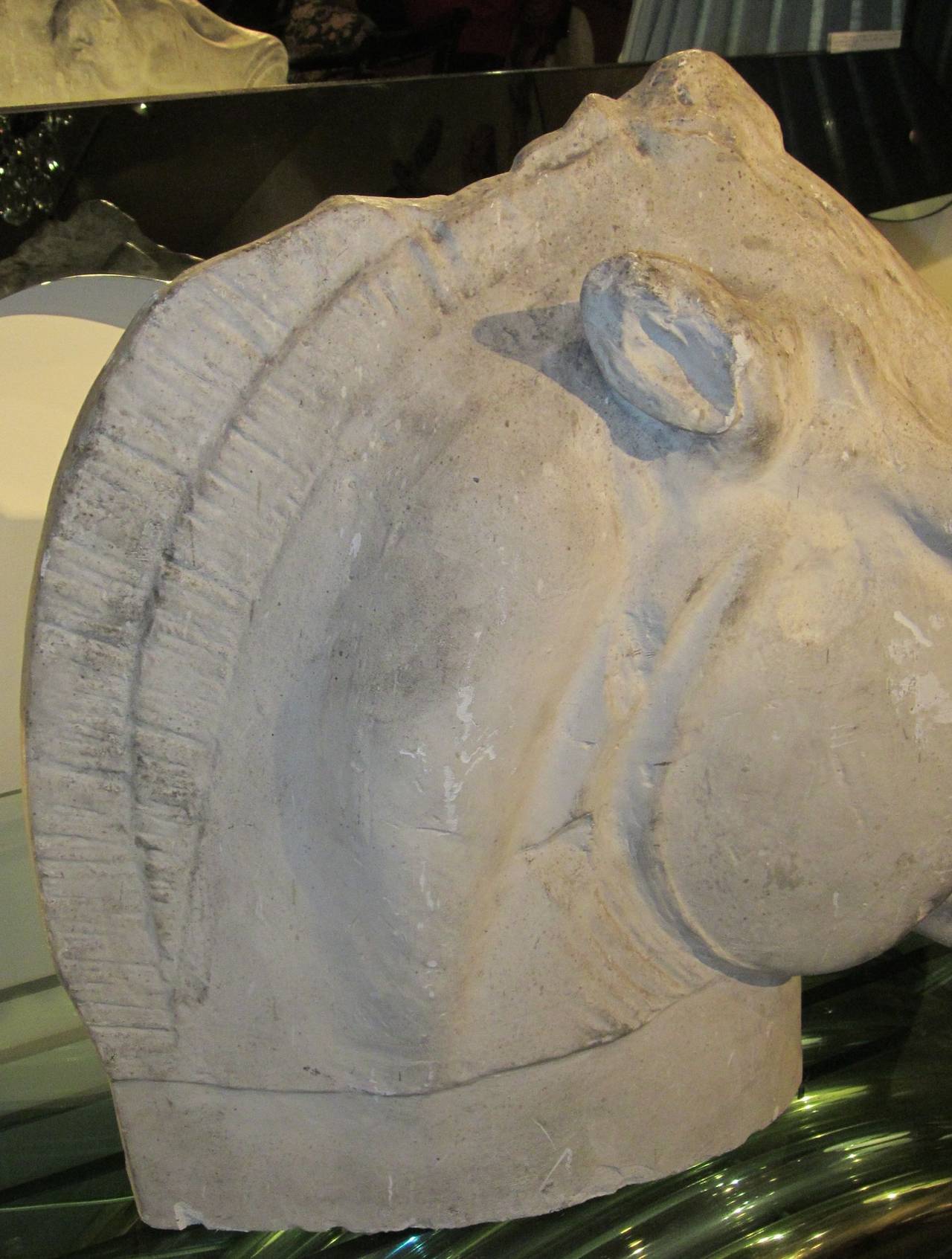1920s English Plaster Horse Head Sculpture at 1stDibs