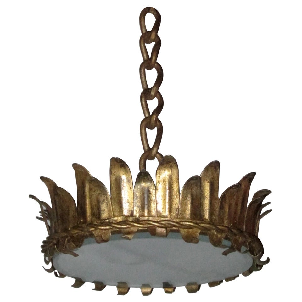 1940's Spanish Gold Guild Medal Crown Chandelier at 1stDibs