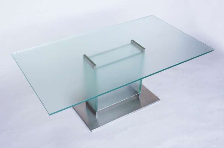 Glass Low Table with Modern Lines For Sale at 1stDibs