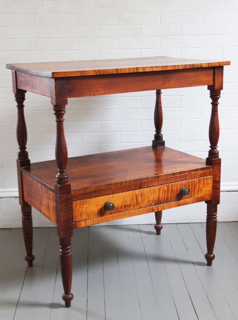 American Tiger Maple Side Table at 1stDibs