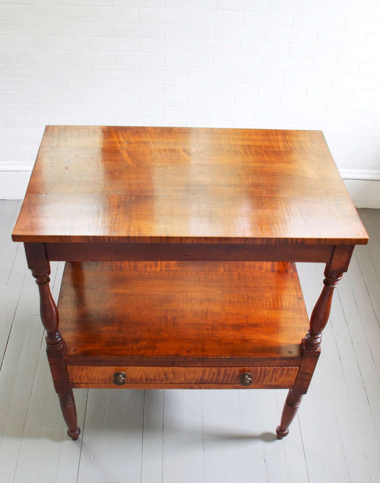 American Tiger Maple Side Table at 1stDibs