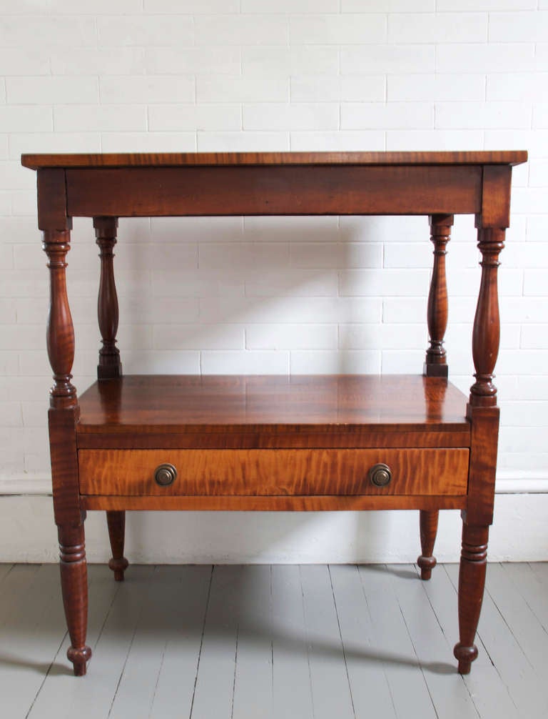 American Tiger Maple Side Table at 1stDibs