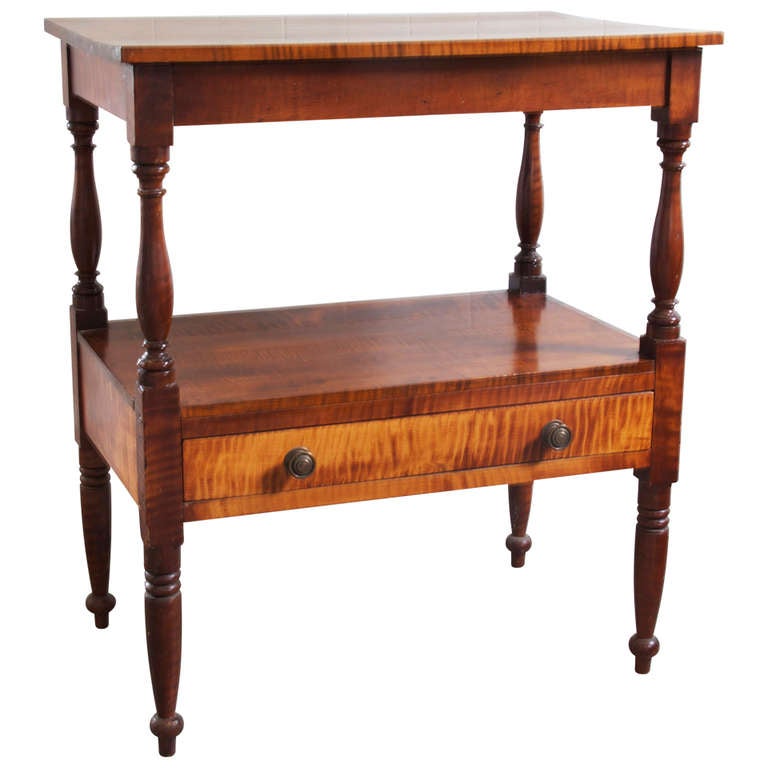American Tiger Maple Side Table at 1stDibs