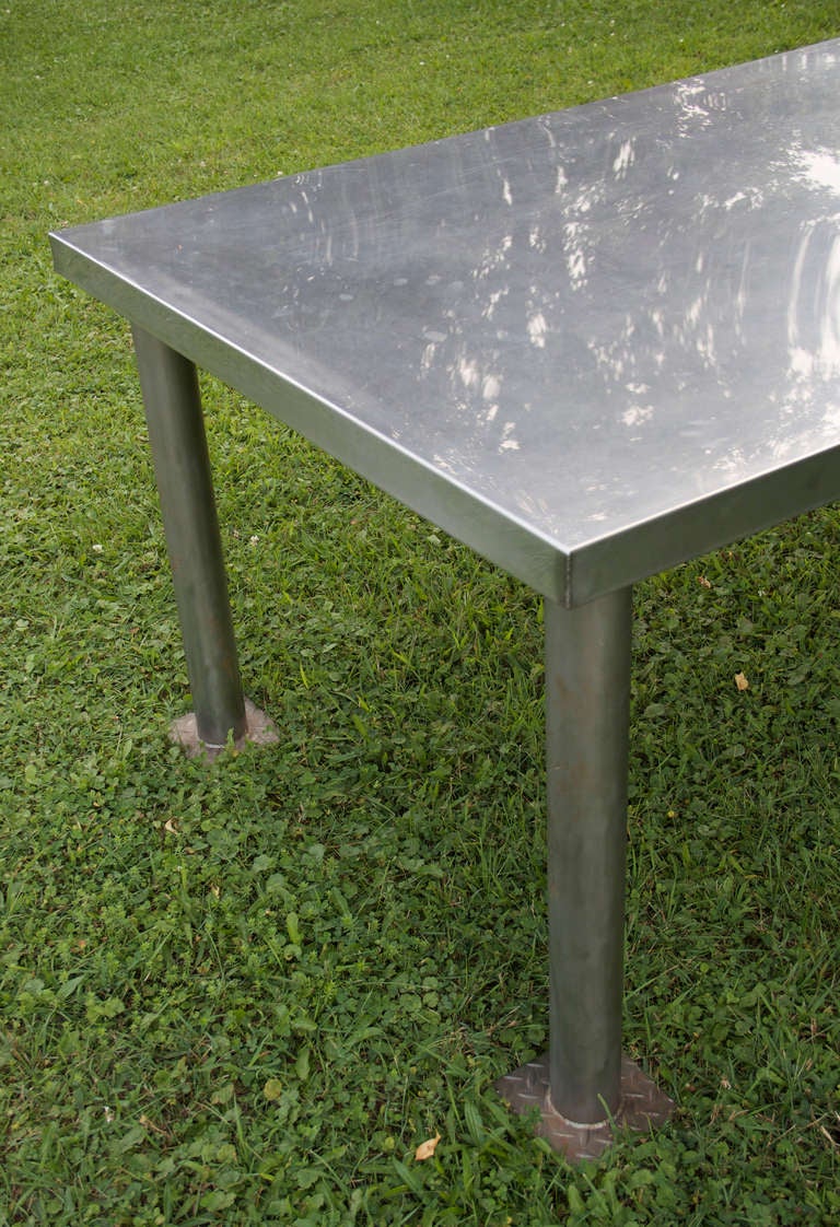 Large Aluminum Dining/Work Table at 1stDibs | aluminum work table