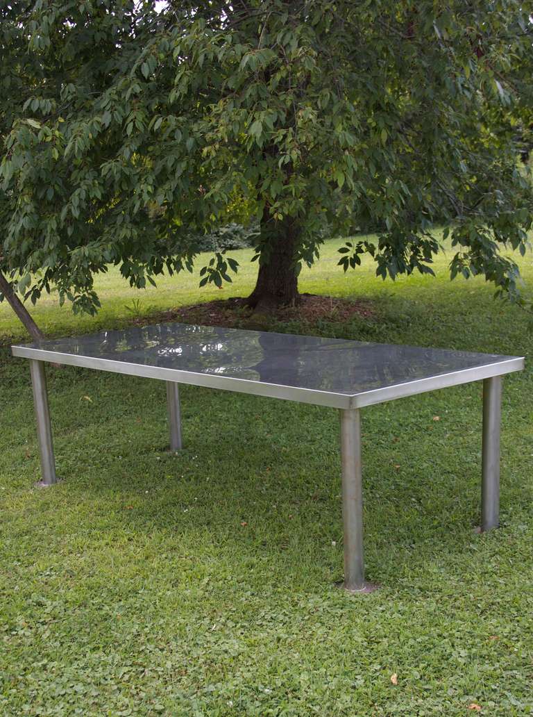 Large Aluminum Dining/Work Table at 1stDibs | aluminum work table