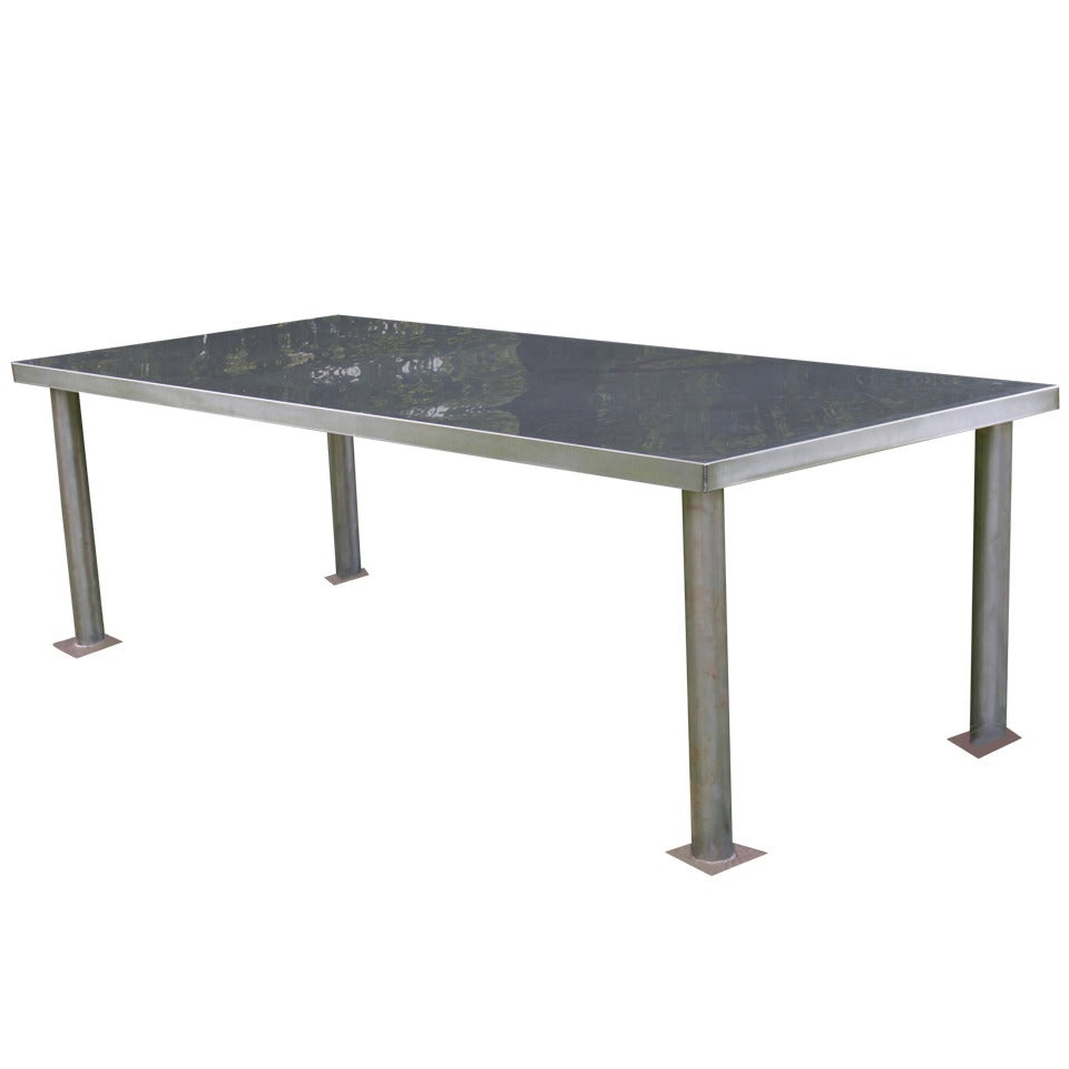 Large Aluminum Dining/Work Table at 1stDibs | aluminum work table