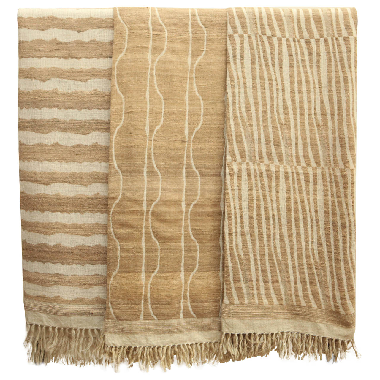 Indian Hand-Woven Throws. Oatmeal and Ivory. Wool and Raw Silk. For ...