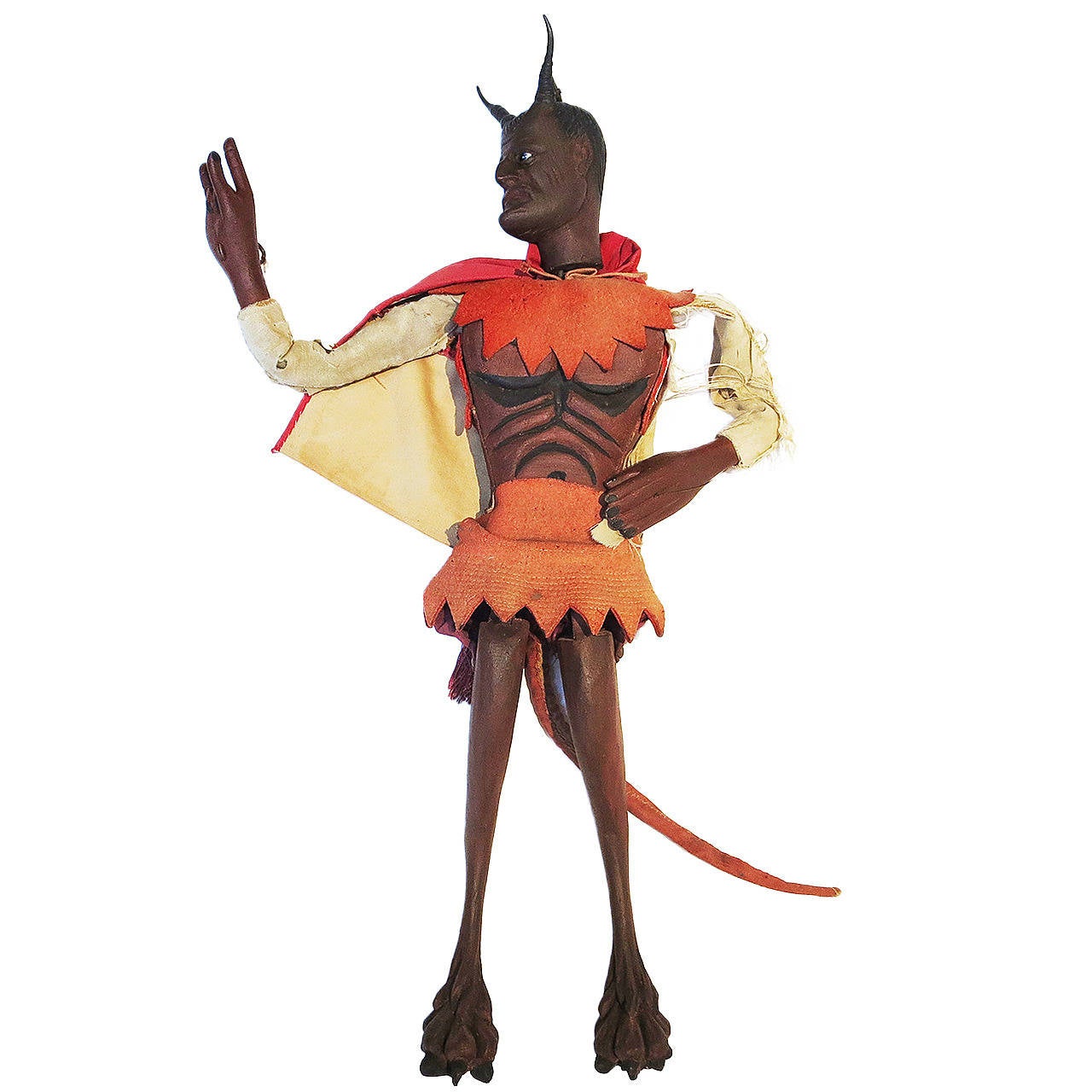Early 20th Century Large Carved Wooden Devil Puppet at 1stdibs