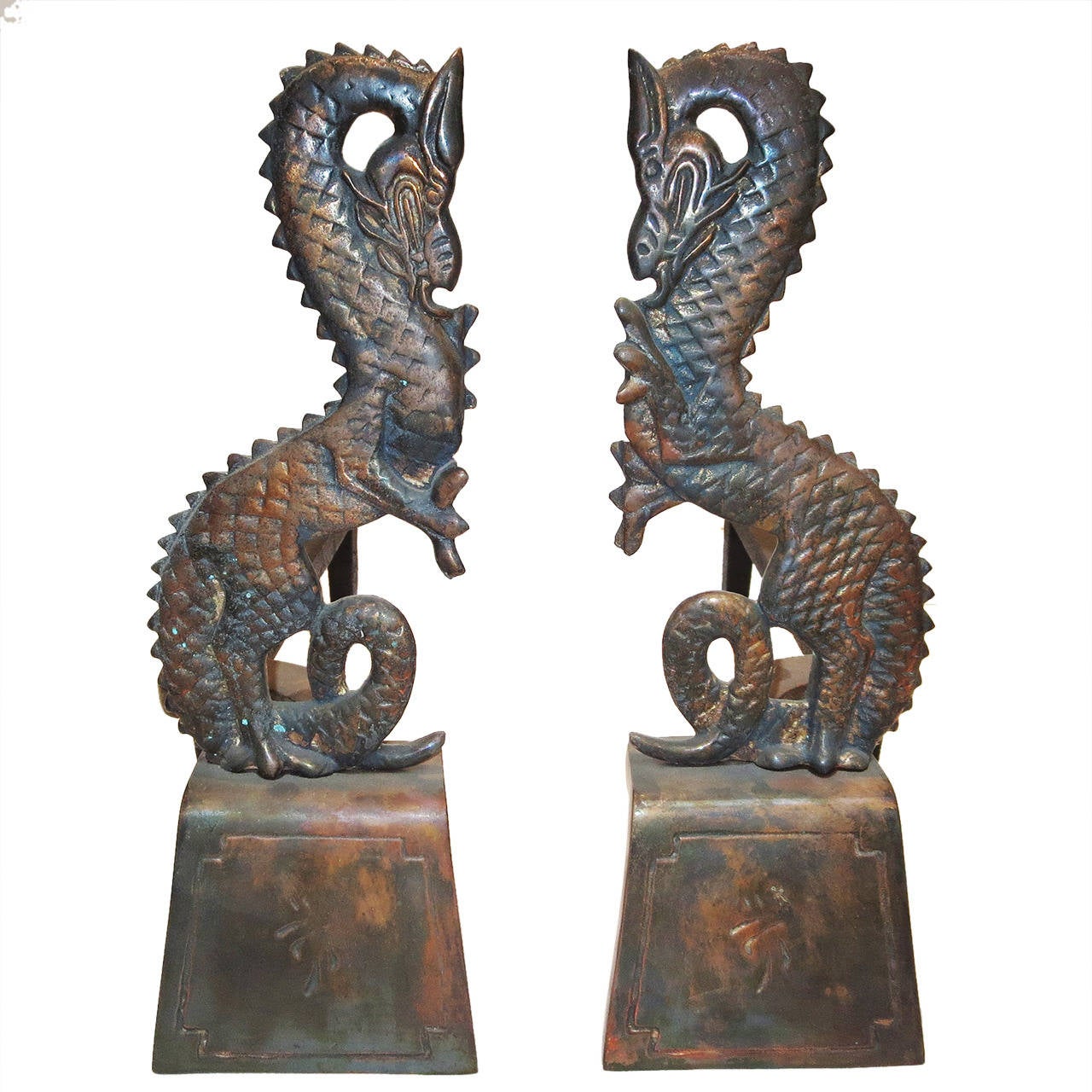 Dragon Andirons in Copper Finish at 1stDibs