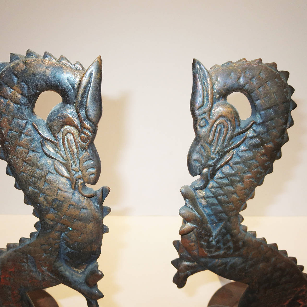 Dragon Andirons in Copper Finish at 1stDibs