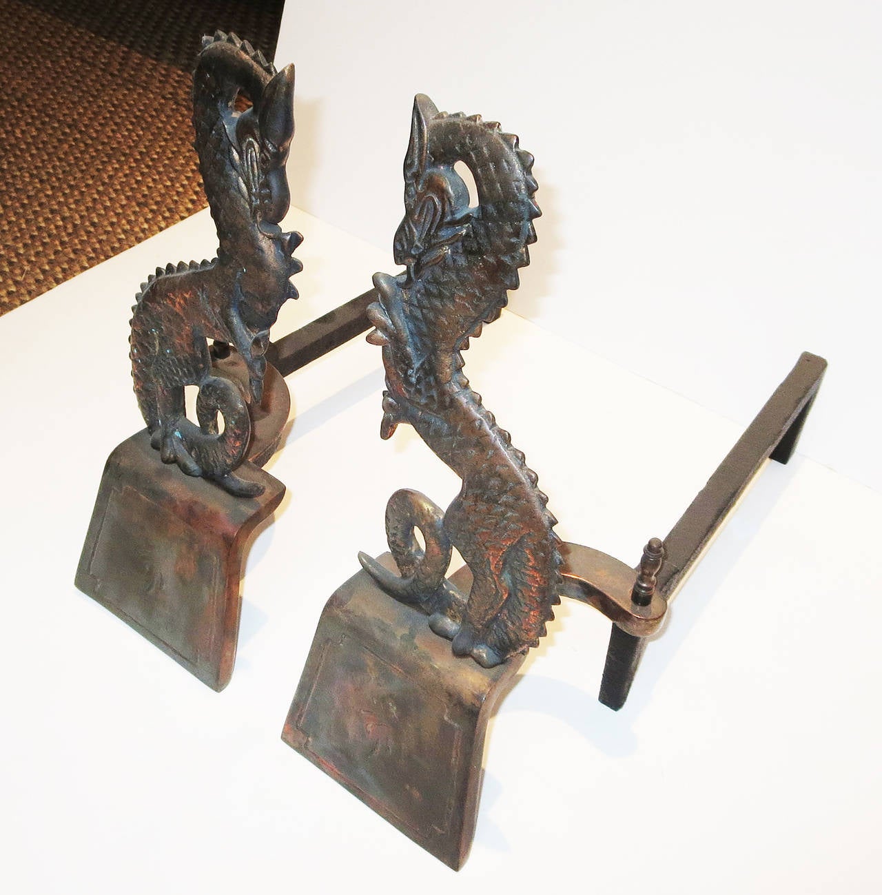 Dragon Andirons in Copper Finish at 1stDibs