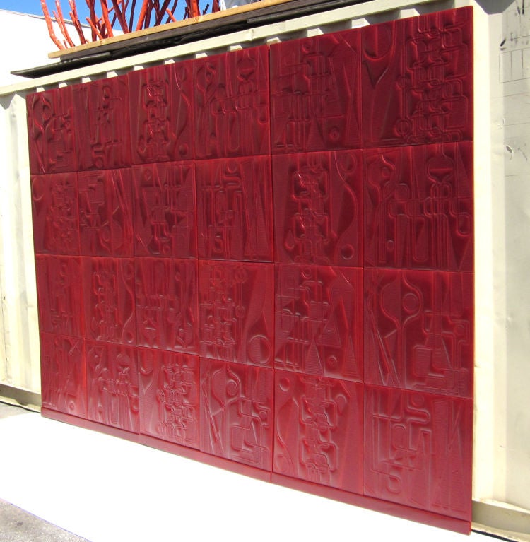 Sculpted Leather Wall Mural by artist Paul Wearing For Sale at 1stDibs