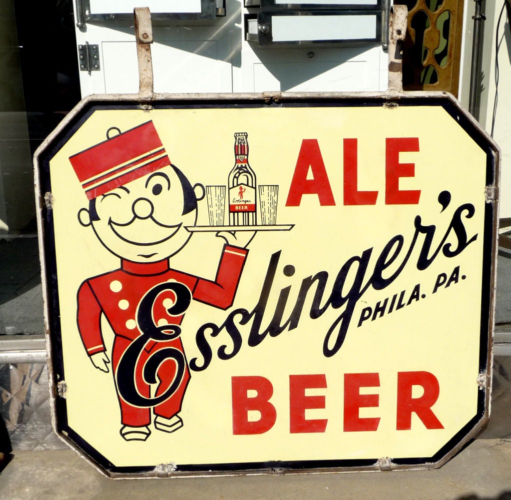 Double Sided Porcelain Enamel Beer/Ale Sign at 1stDibs