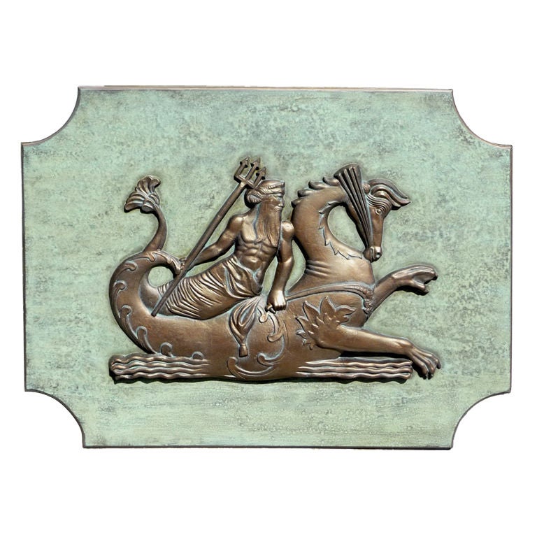 Stylized King Neptune Wall Plaque at 1stDibs