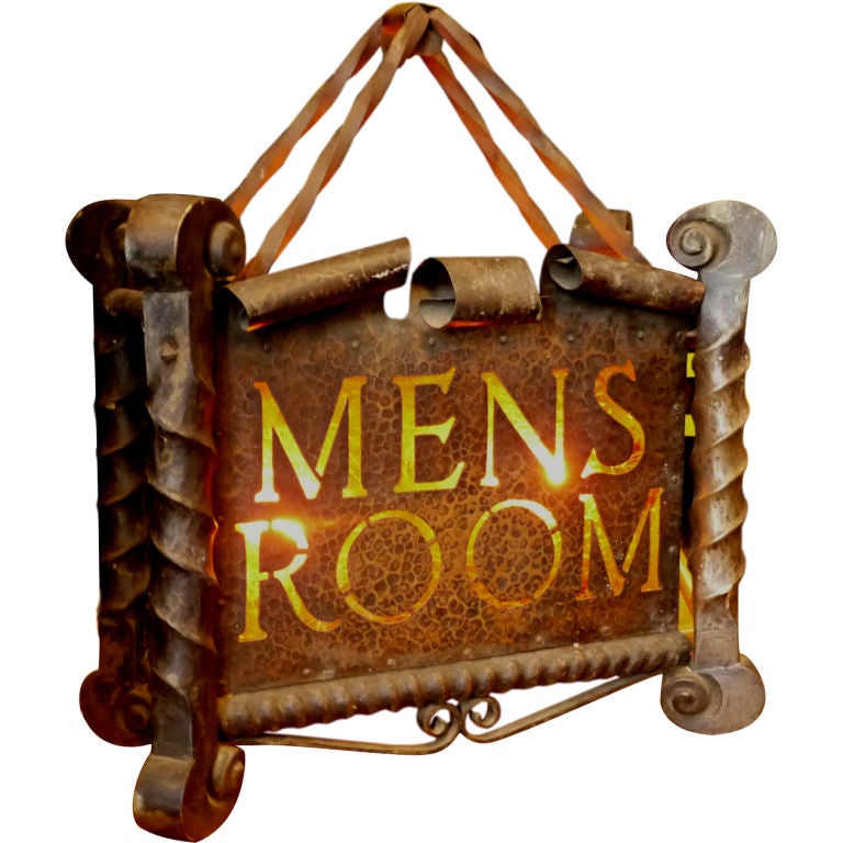 Craftsman Style "Mens Room" Man Cave Lighted Sign at 1stDibs