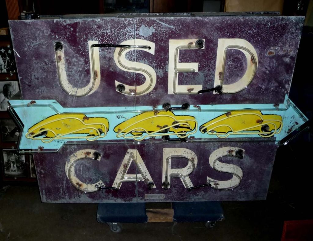 Used Cars Animated Double Sided Neon Sign at 1stDibs