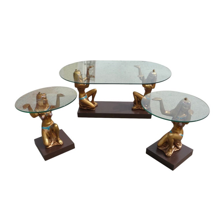 Cleopatra Egyptian Glass Topped Tables at 1stDibs
