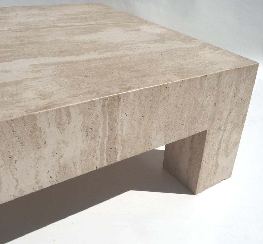 Architectural Travertine Coffee Table at 1stDibs
