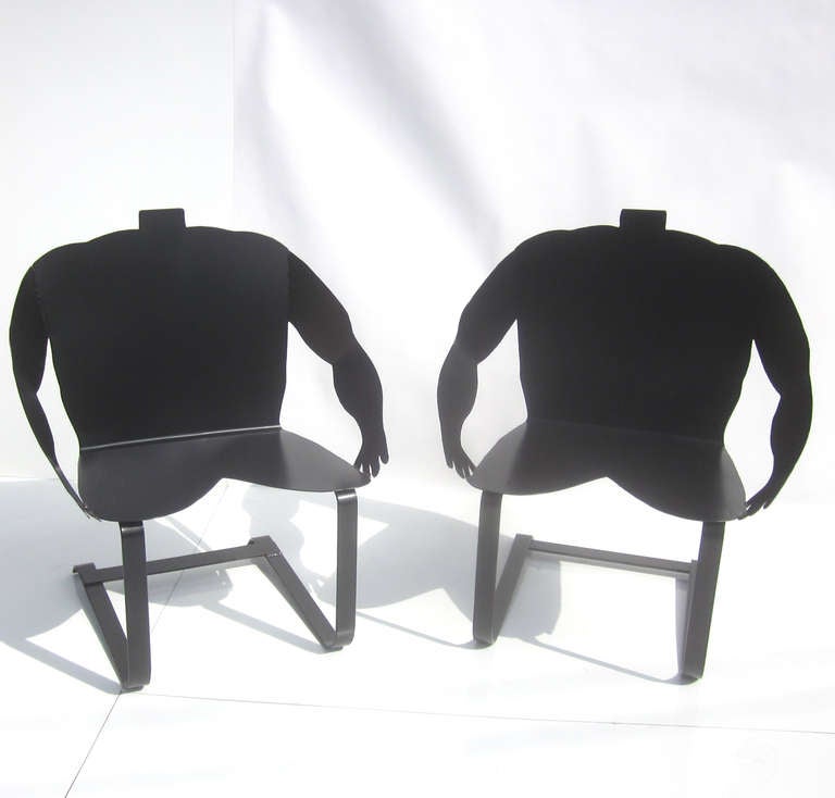 "Much Obliged" Steel Springer Chairs by Artist Philip Miller at 1stDibs