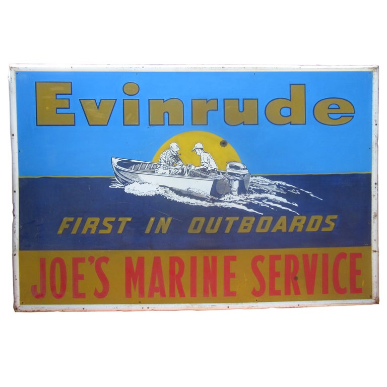 Evinrude Outboard Motor Advertising Metal Sign at 1stDibs