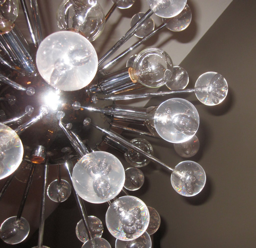Chrome and Lucite Hanging Sputnik Starburst Lamp at 1stDibs