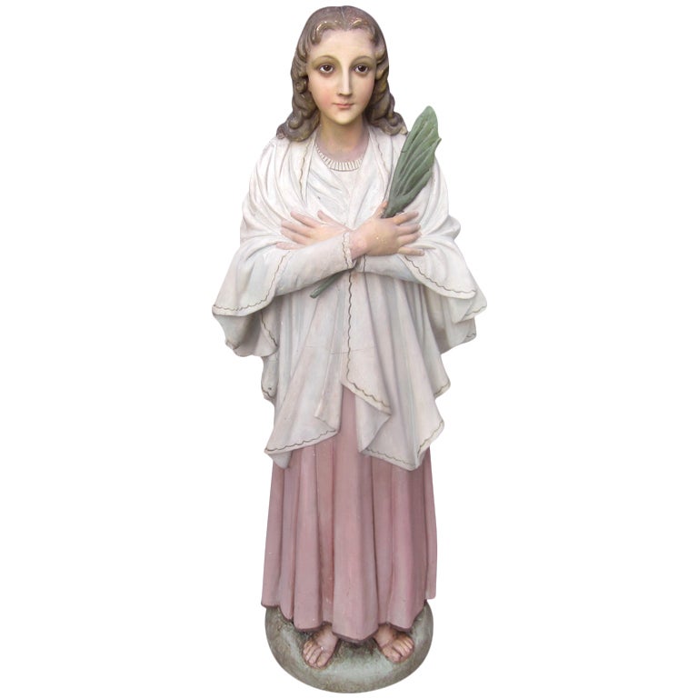 Saint Agnes Religious Statue with Glass Eyes at 1stDibs | saint agnes ...