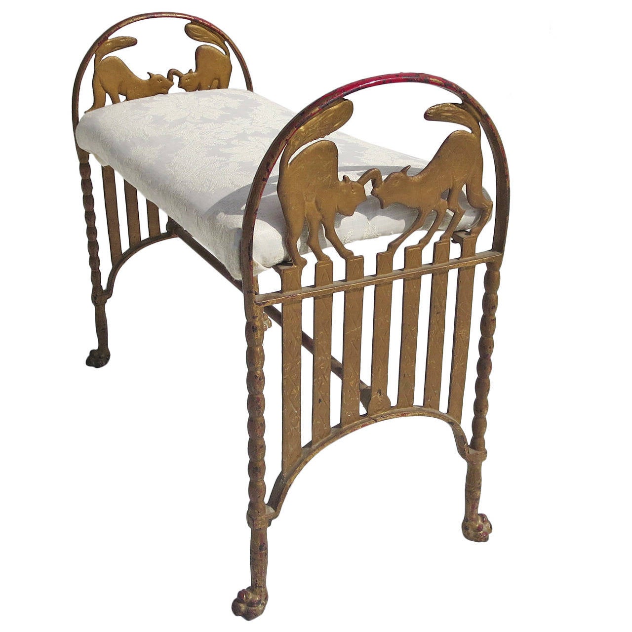 "Alley Cats" Painted Iron Bench at 1stDibs | iron cat benches, iron cat ...