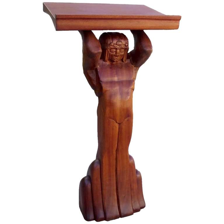 Stylized Carved Wooden Art Deco Podium at 1stDibs