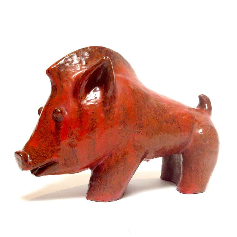 Art Deco Ceramic Boar Sculpture by Gertrud Kudielka at 1stDibs