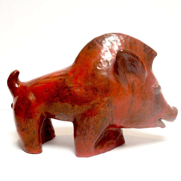 Art Deco Ceramic Boar Sculpture by Gertrud Kudielka at 1stDibs